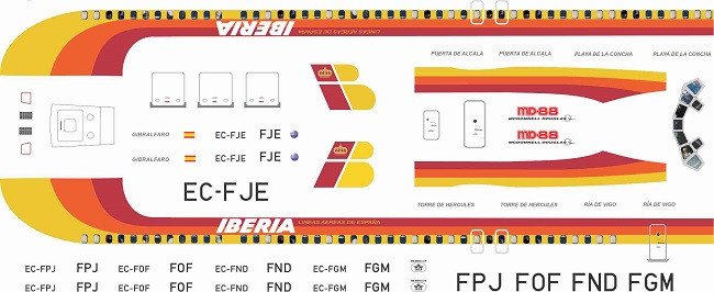 1/144 Scale Decal Iberia MD-88 Retirement Livery