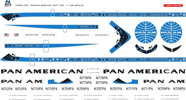 1/144 Scale Decal Pan American 707-121.