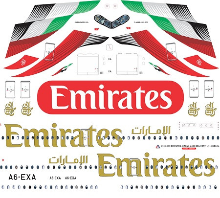 1/144 Scale Decal Emirates A350-900