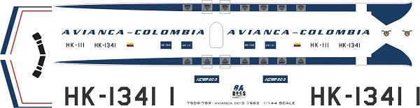 1/144 Scale Decal Avianca-Colombia DC-3