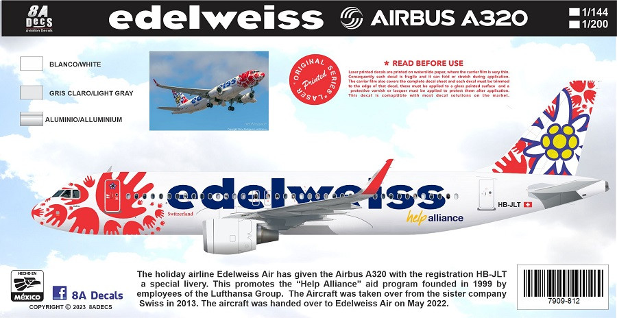 1/144 Scale Decal Edelweiss A-320 Help Alliance
