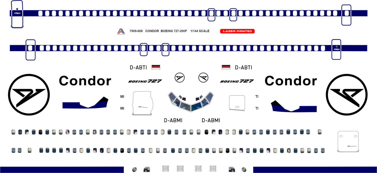 1/144 Scale Decal Condor 727-200