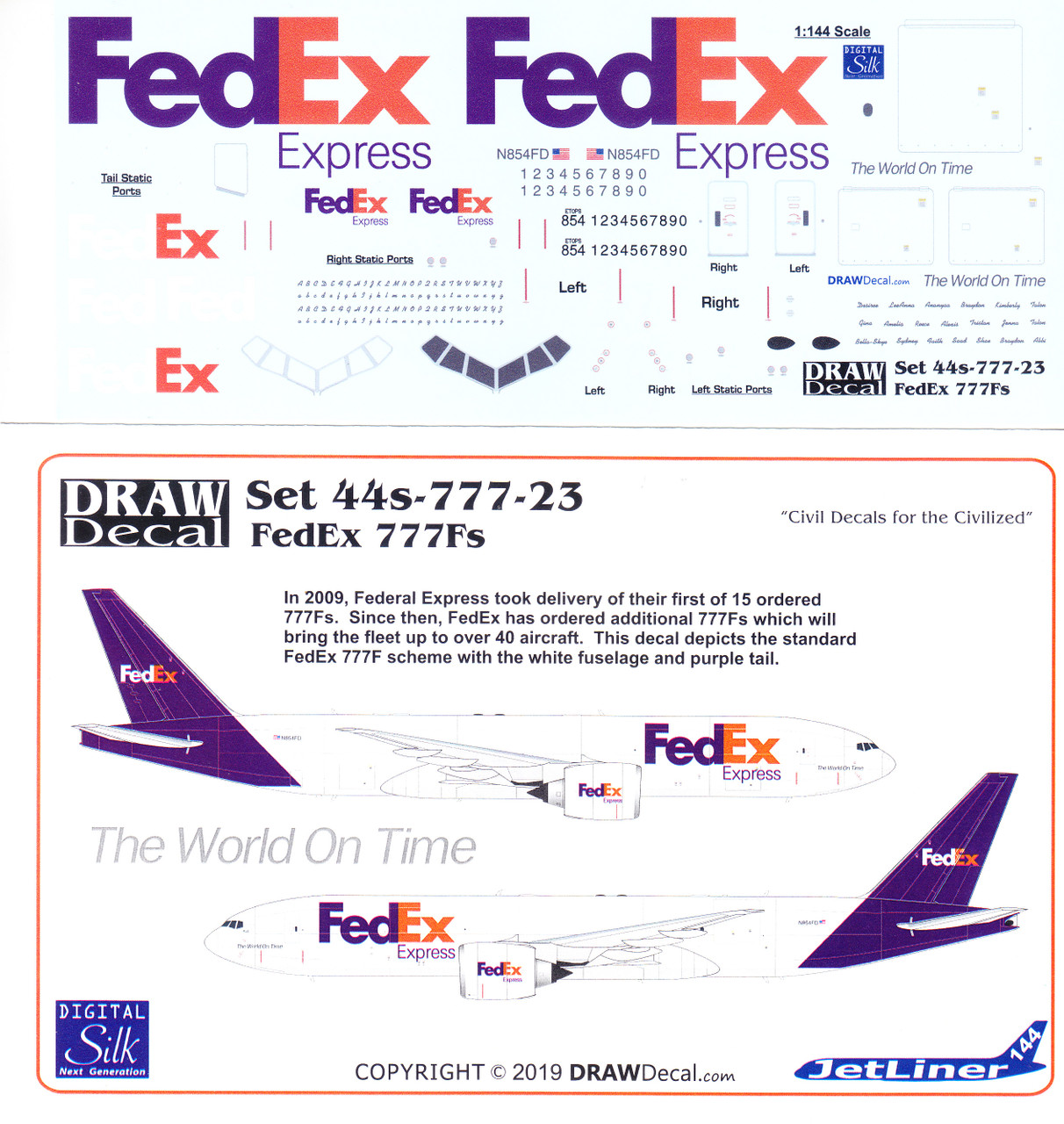 1/144 Scale Decal FedEx 777F