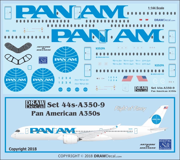 1/144 Scale Decal Pan Am A350-900