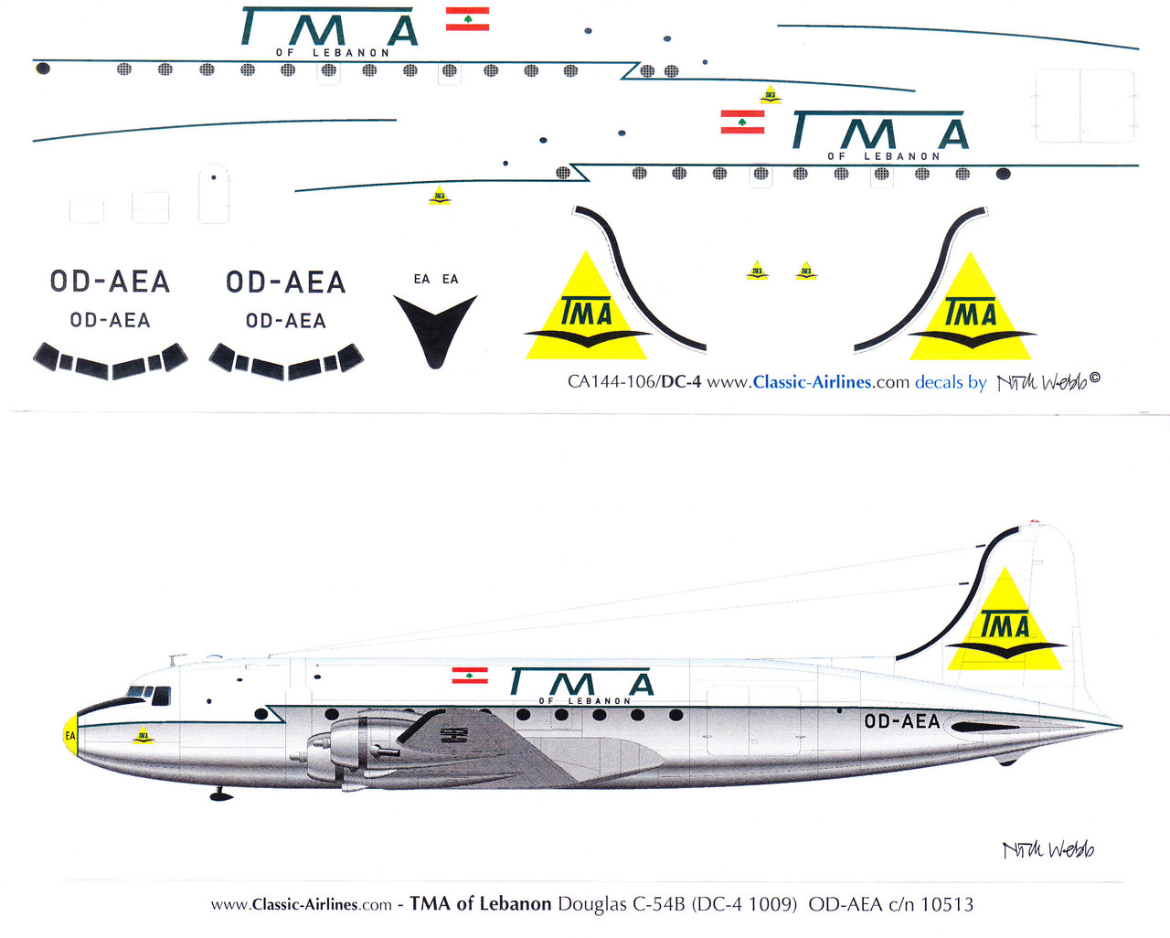 1/144 Scale Decal TMA DC-4 OD-AEA
