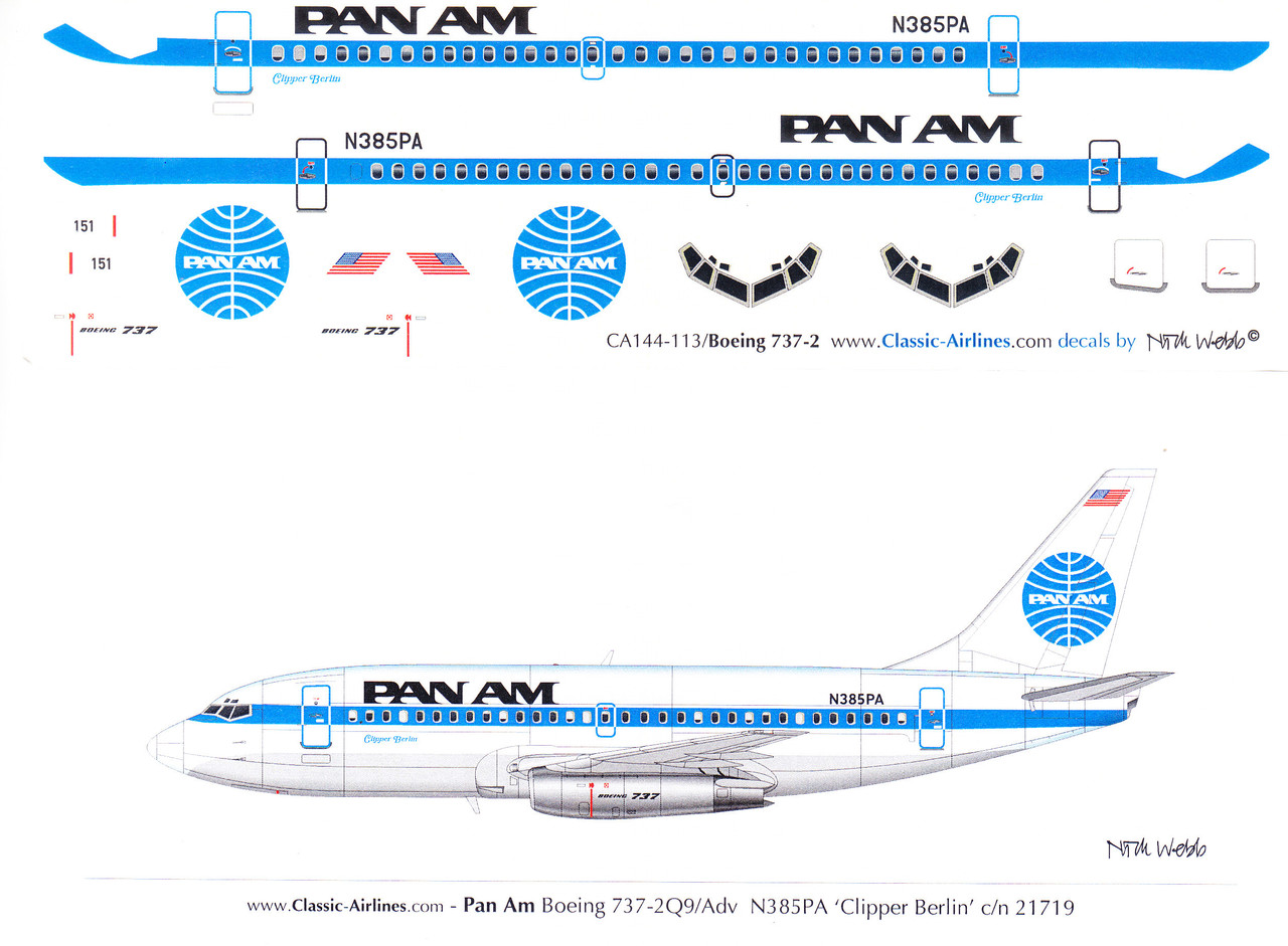 1/144 Scale Decal Pan Am 737-200