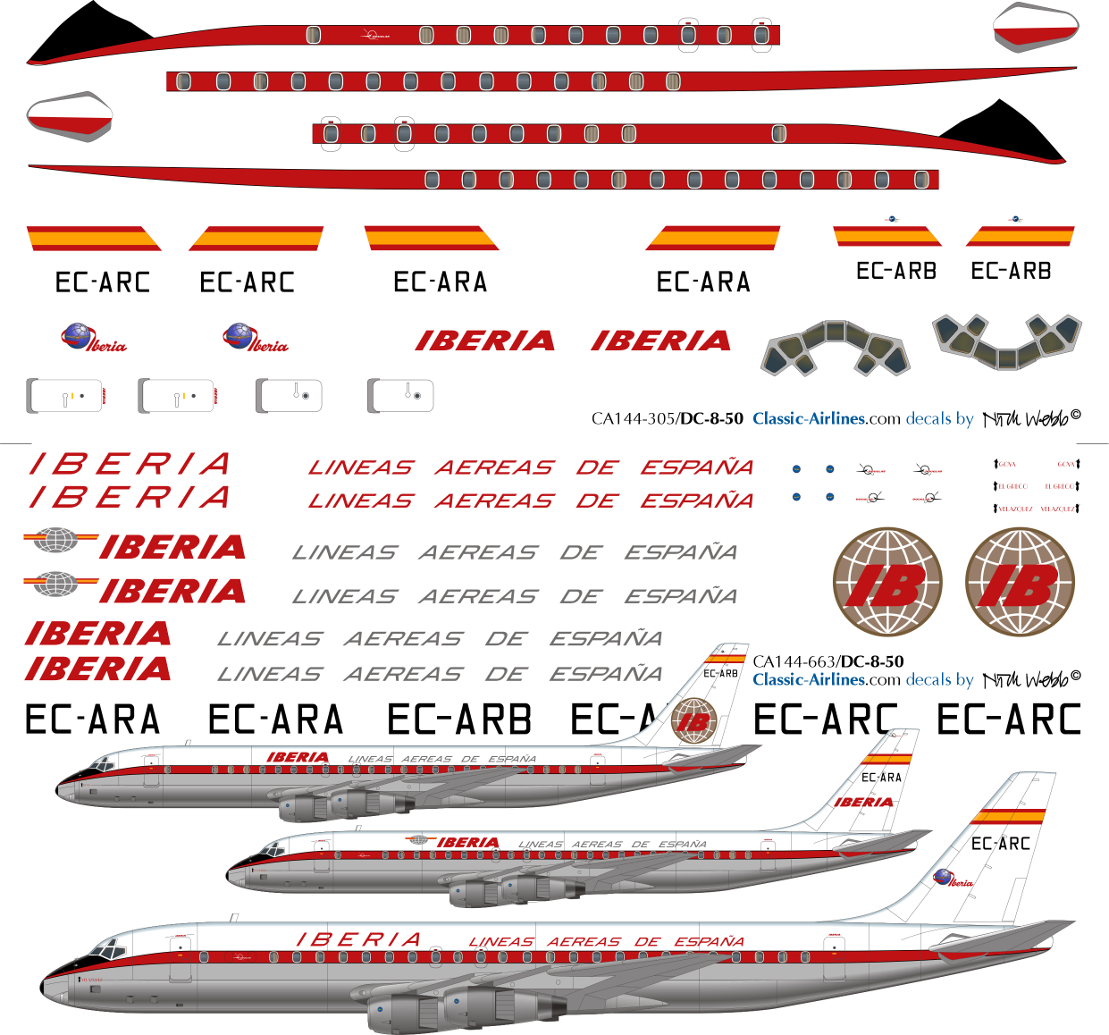 1/144 Scale Decal Iberia DC8-50