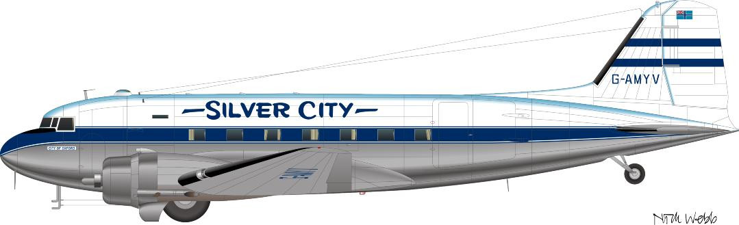 1/144 Scale Decal Silver City DC-3