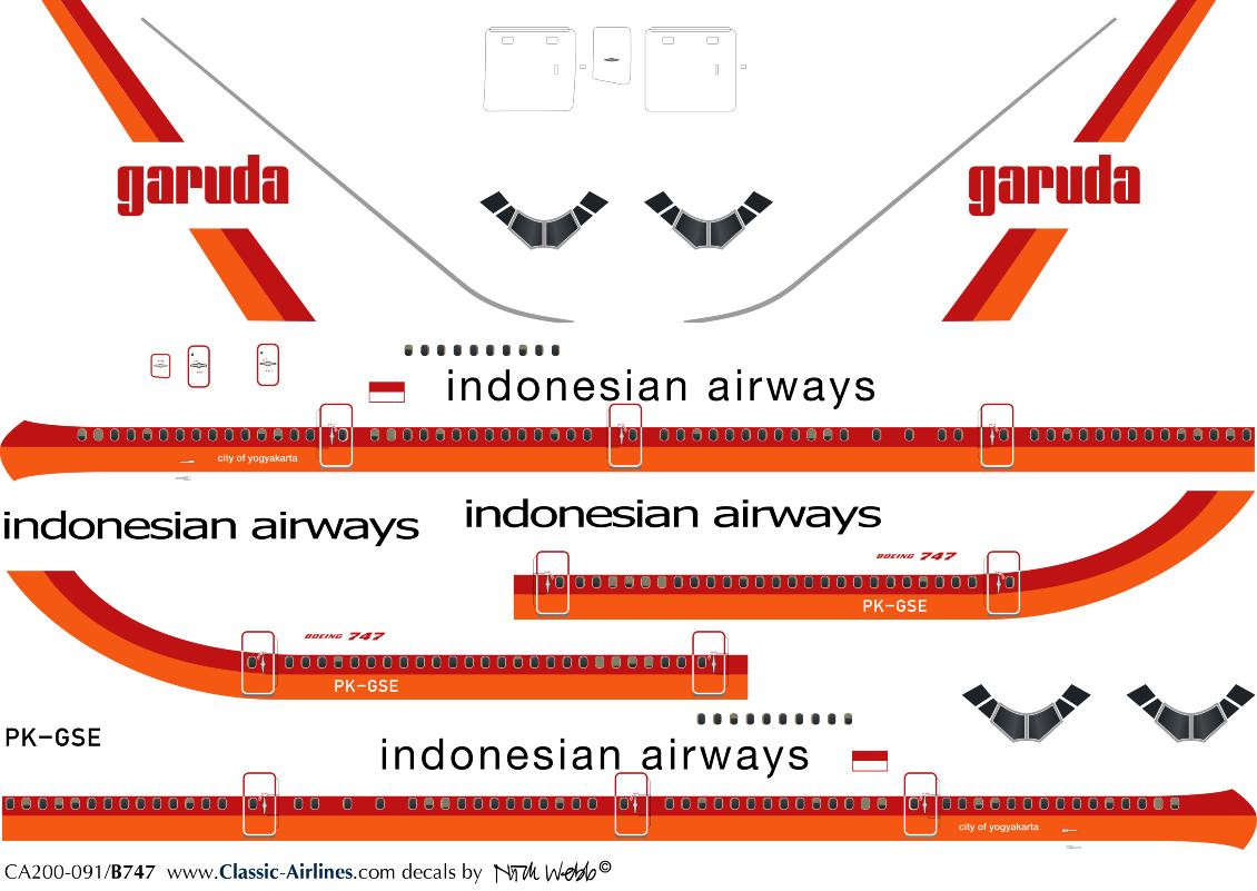 1/200 Scale Decal Garuda 747-200