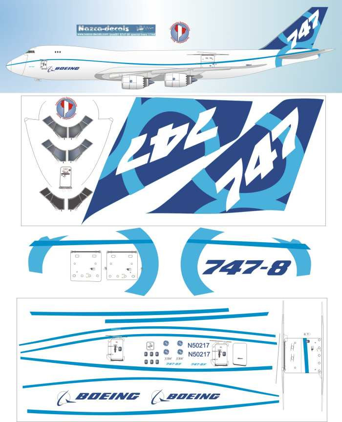 1/144 Scale Decal B747-8F Boeing special factory scheme