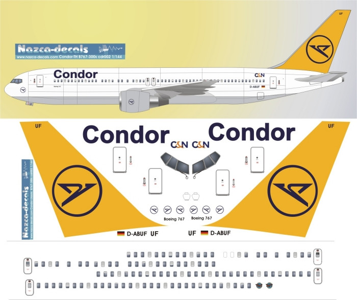 1/144 Scale Decal Condor B767-300 Classic Livery
