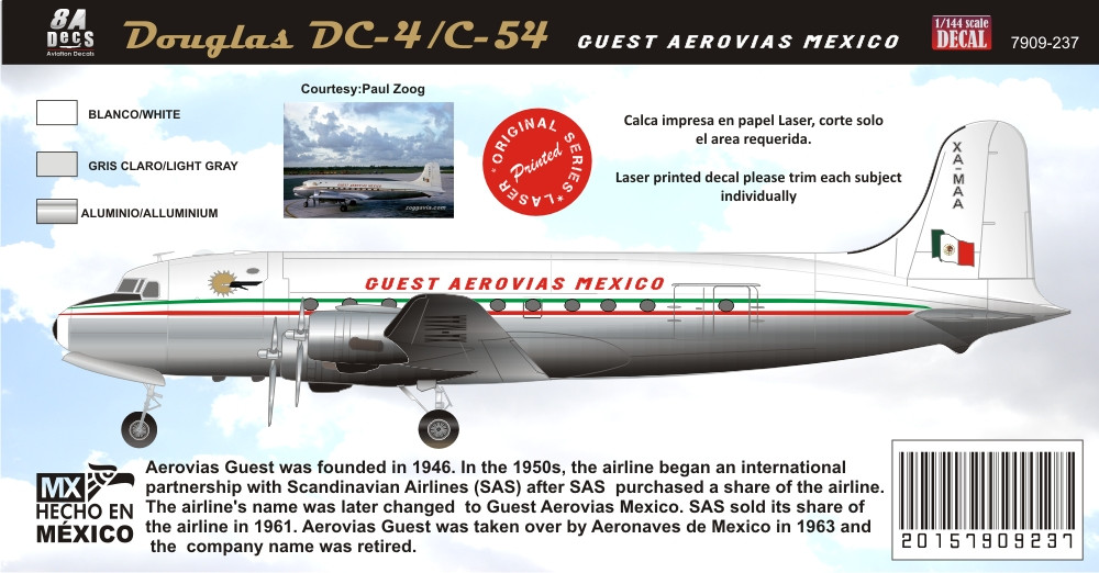 Decals By Aircraft - MCDONNELL-DOUGLAS - DC-4 - Page 1 - JoyDecals.com