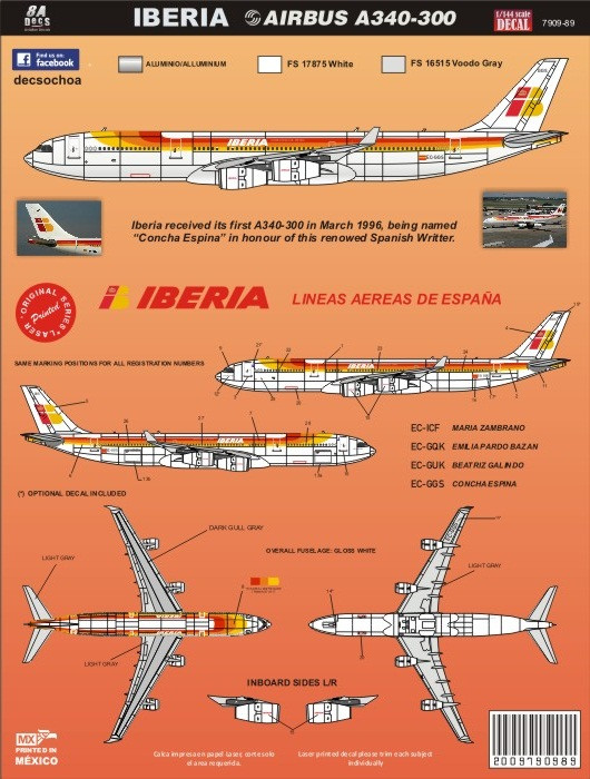 1/144 Scale Decal Iberia A-340