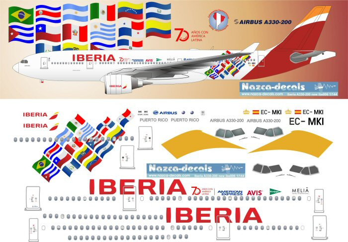 1/144 Scale Decal Iberia A330-200 70 Year Anniversary