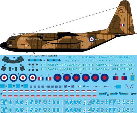 1/144 Scale Decal RAF C-130K Hercules