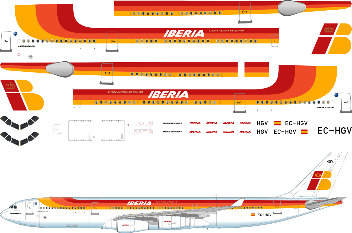 1/200 Scale Decal Iberia A-340