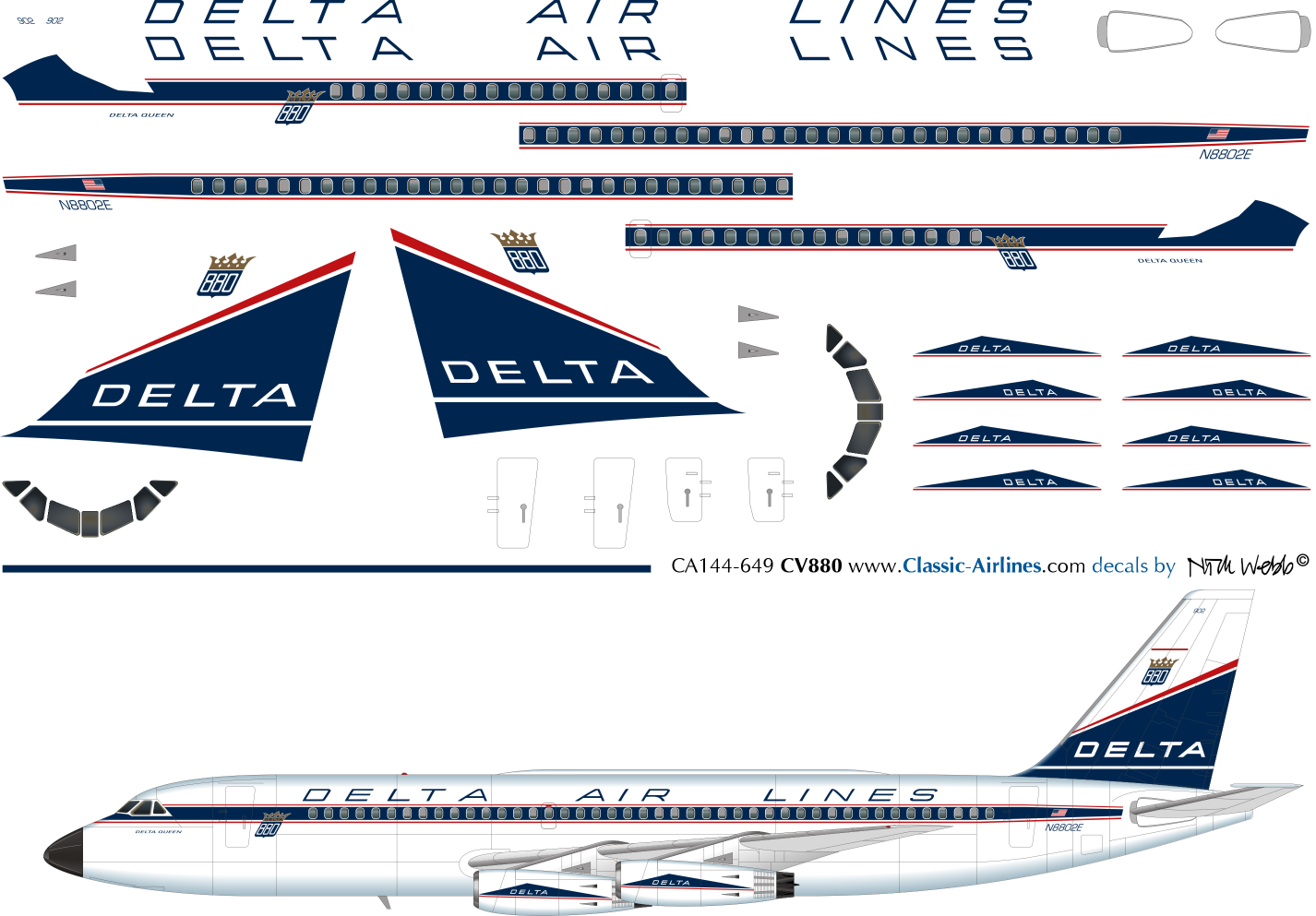 1/144 Scale Decal Delta Airlines CV-880 Delivery