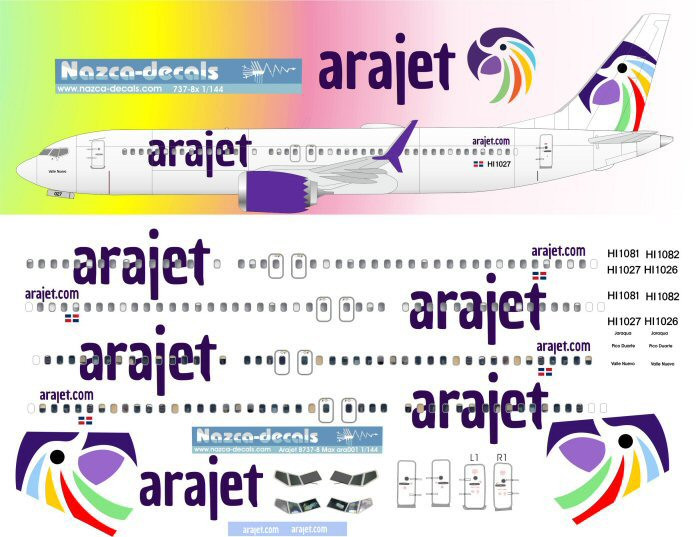 1/144 Scale Decal Arajet 737-8 MAX