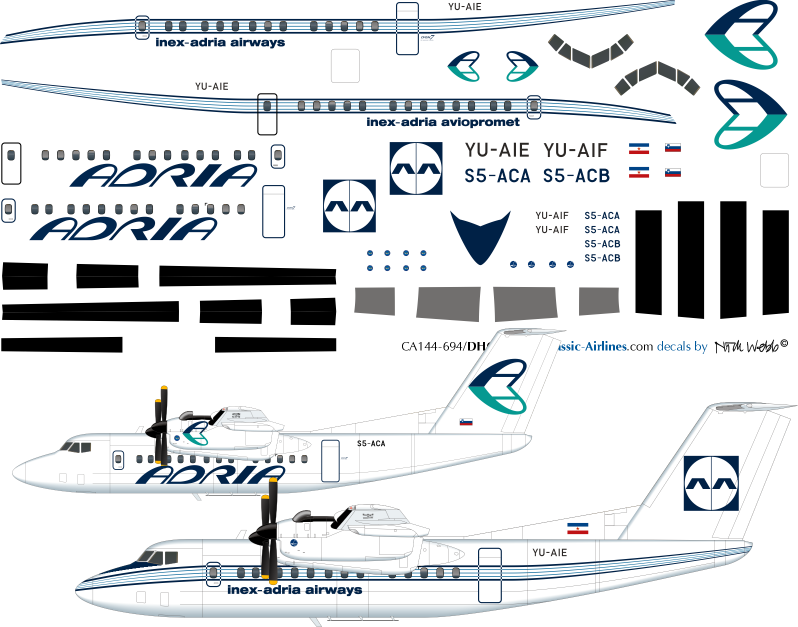 1/144 Scale Decal Inex-Adria Airways Dash 7
