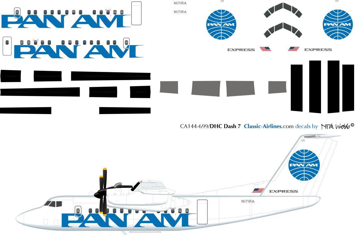 1/144 Scale Decal Pan Am Express Dash 7