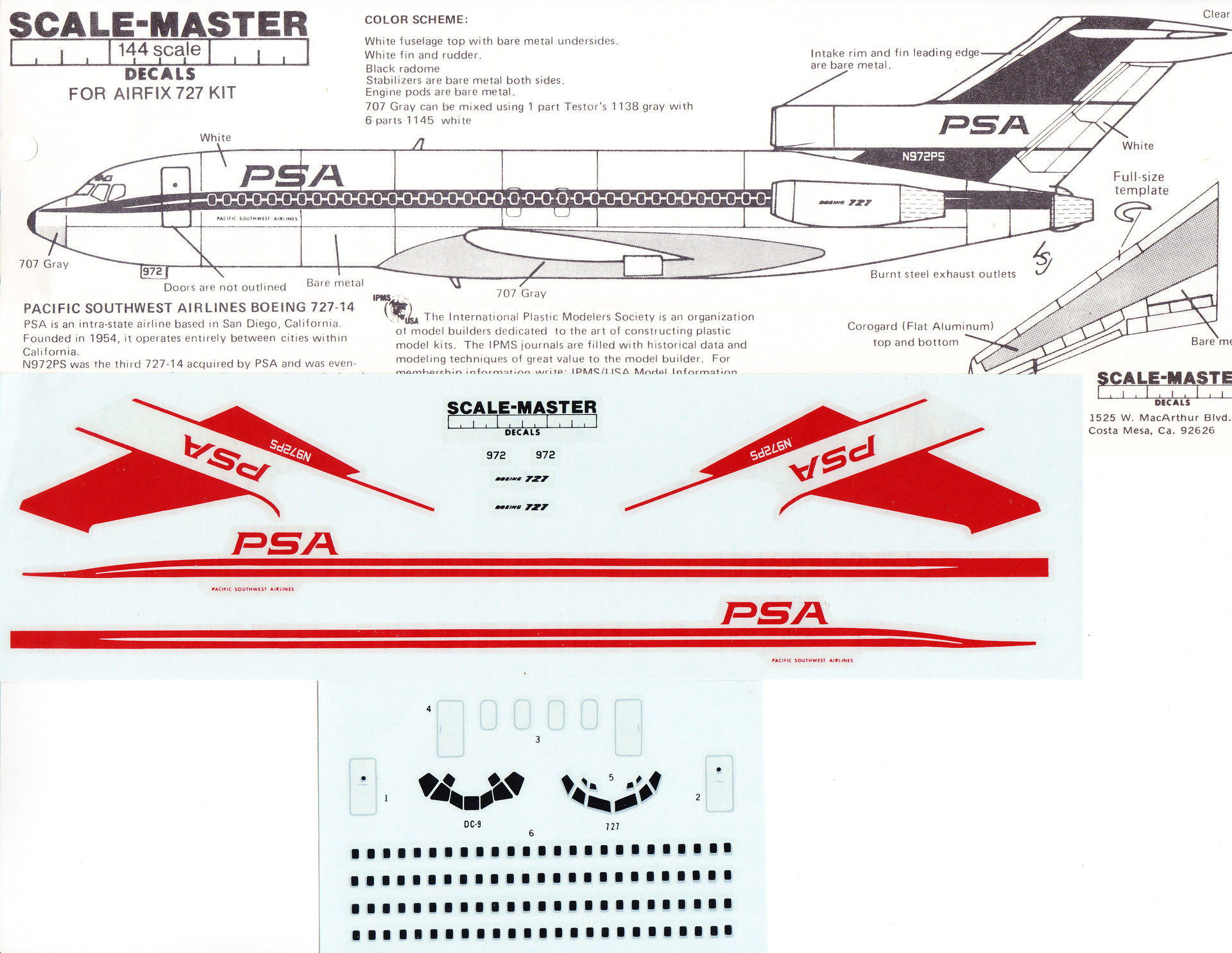 Decals By Aircraft - BOEING - 727 - Page 1 - JoyDecals.com