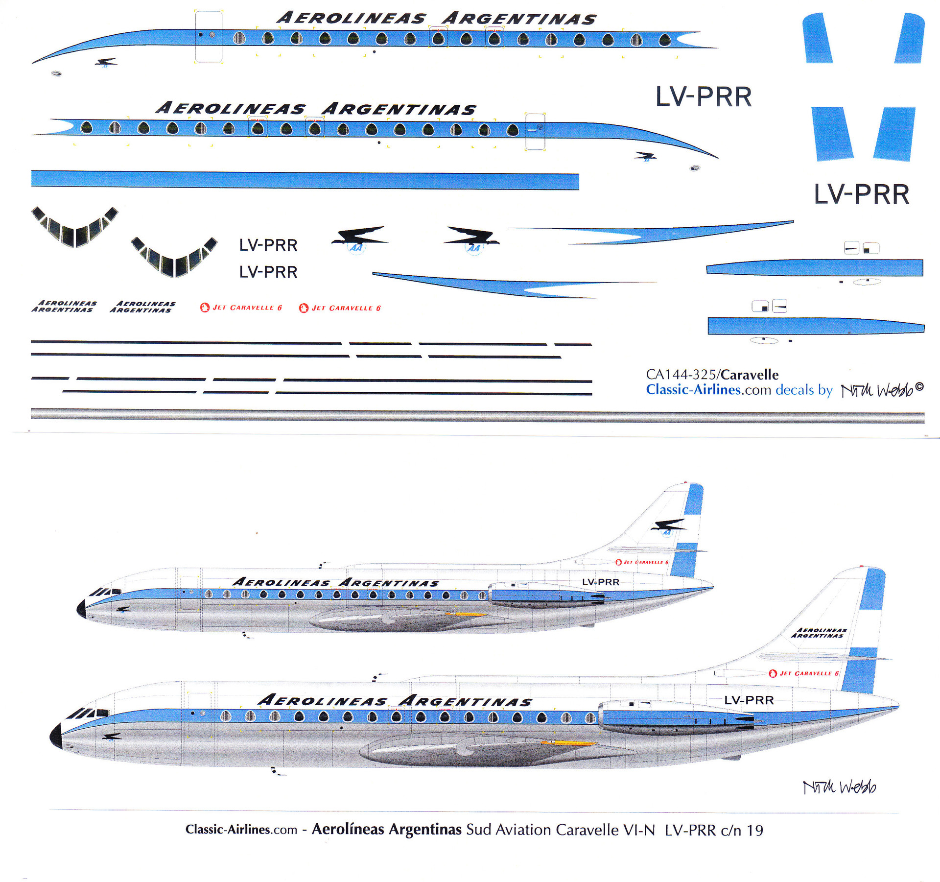 1/144 Scale Decal Aerolineas Argentinas Caravelle
