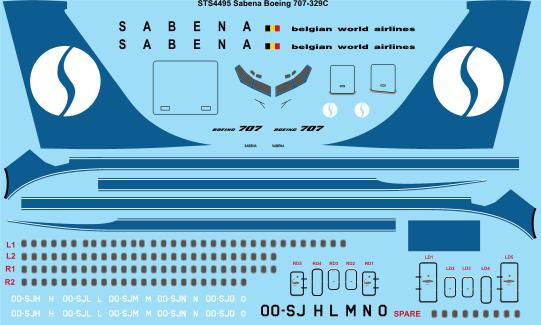 1/144 Scale Decal Sabena Boeing 707-329C - JoyDecals.com