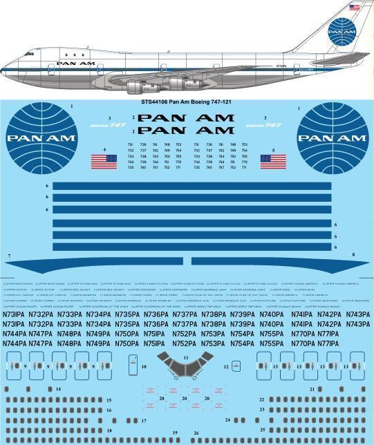 1/144 Scale Decal Pan Am (delivery) Boeing 747-121 screen printed decal ...