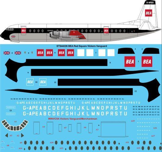 1/144 Scale Decal BEA Red Square Vickers Vanguard - JoyDecals.com