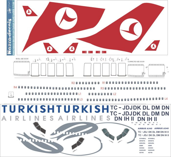 1/144 Scale Decal Turkish Airlines A340-300