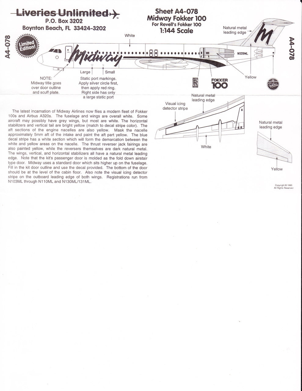 1/144 Scale Decal Midway F-100