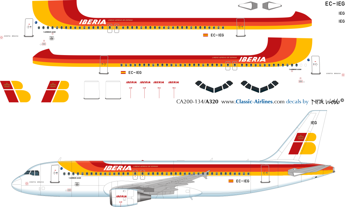 1/200 Scale Decal Iberia A-320