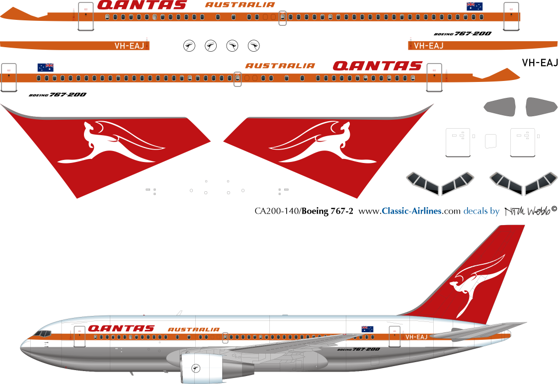 1/200 Scale Decal Qantas 767-200