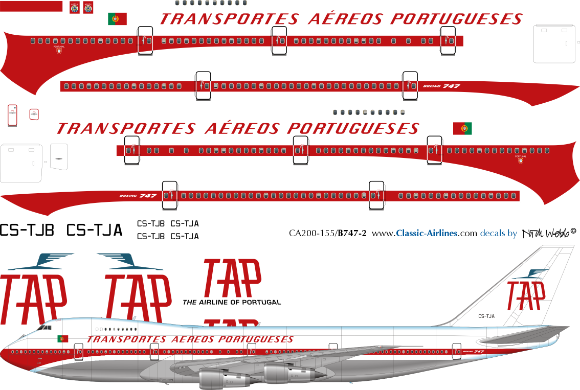 1/200 Scale Decal TAP - Air Portugal 747-200