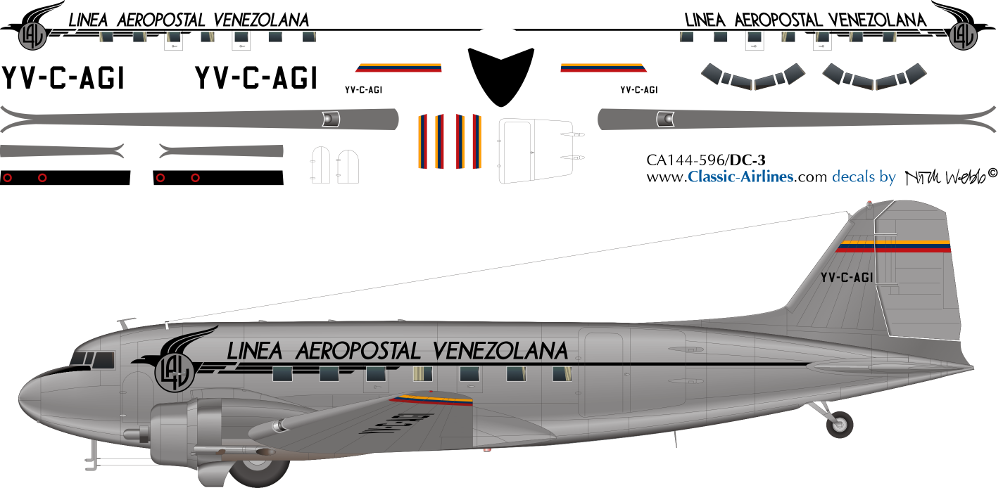Decals By Aircraft - MCDONNELL-DOUGLAS - DC-3 - Page 1 - JoyDecals.com