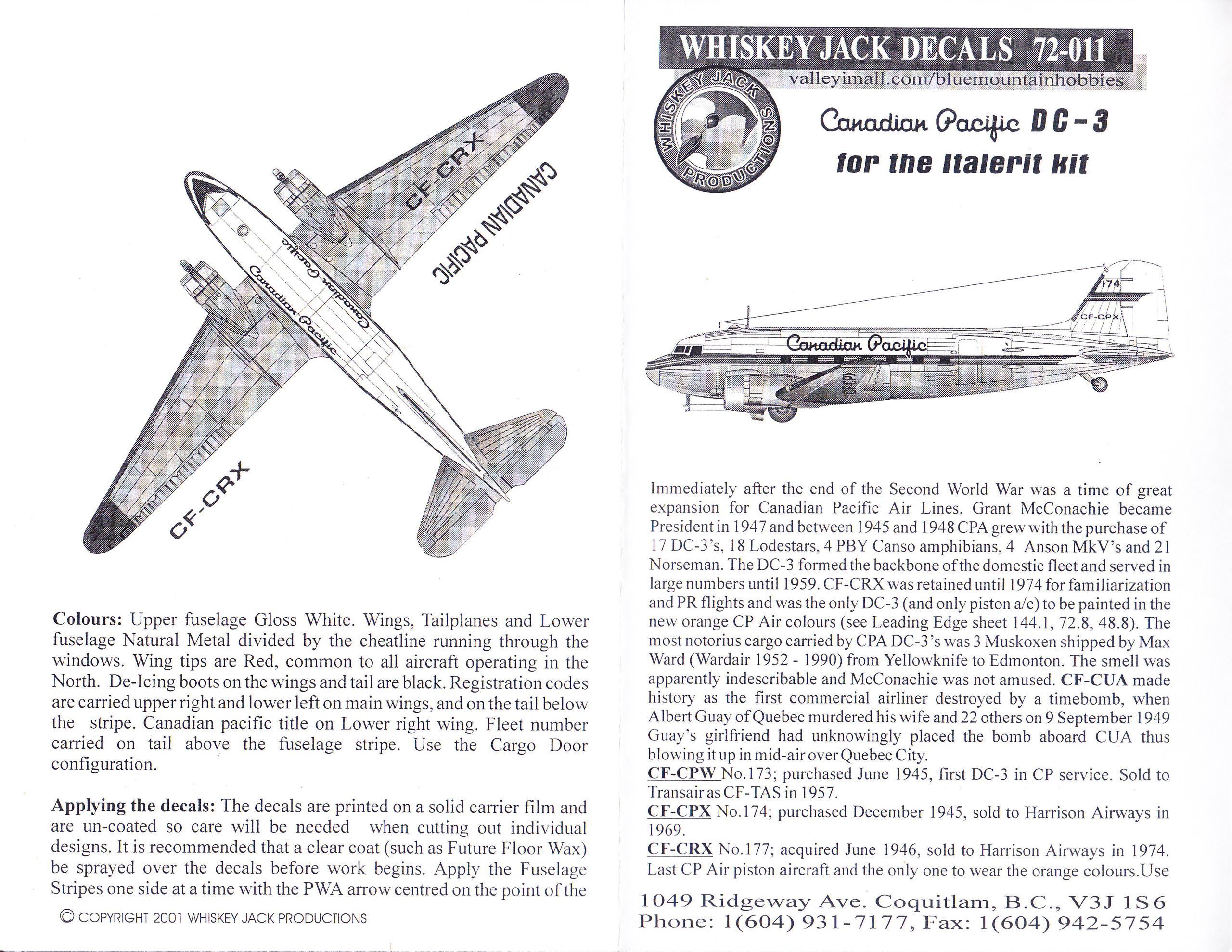 Decals By Aircraft - MCDONNELL-DOUGLAS - DC-3 - Page 1 - JoyDecals.com