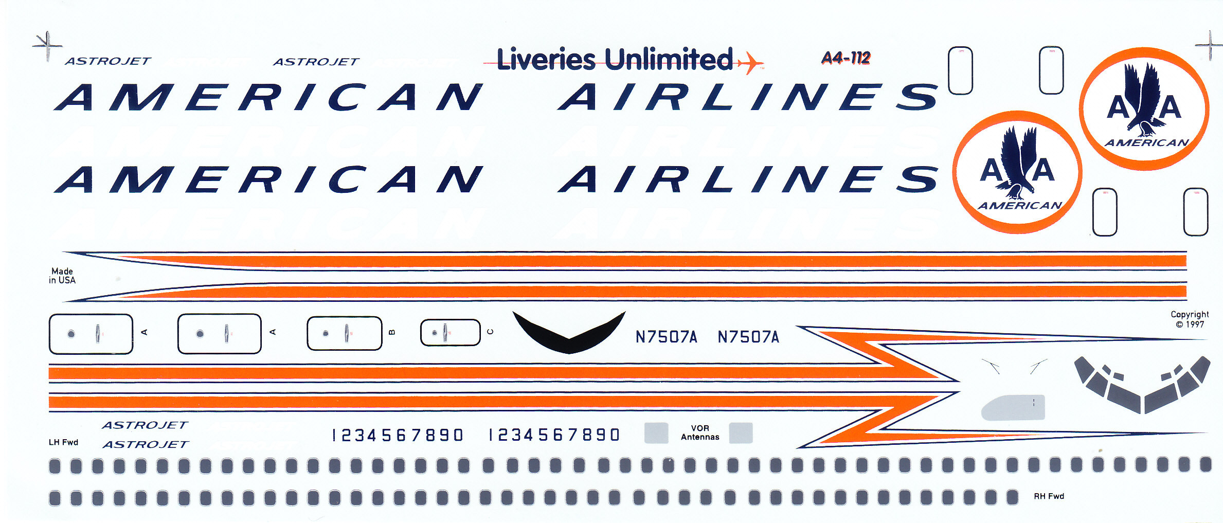 1/144 Scale Decal American 707-123B Astrojet