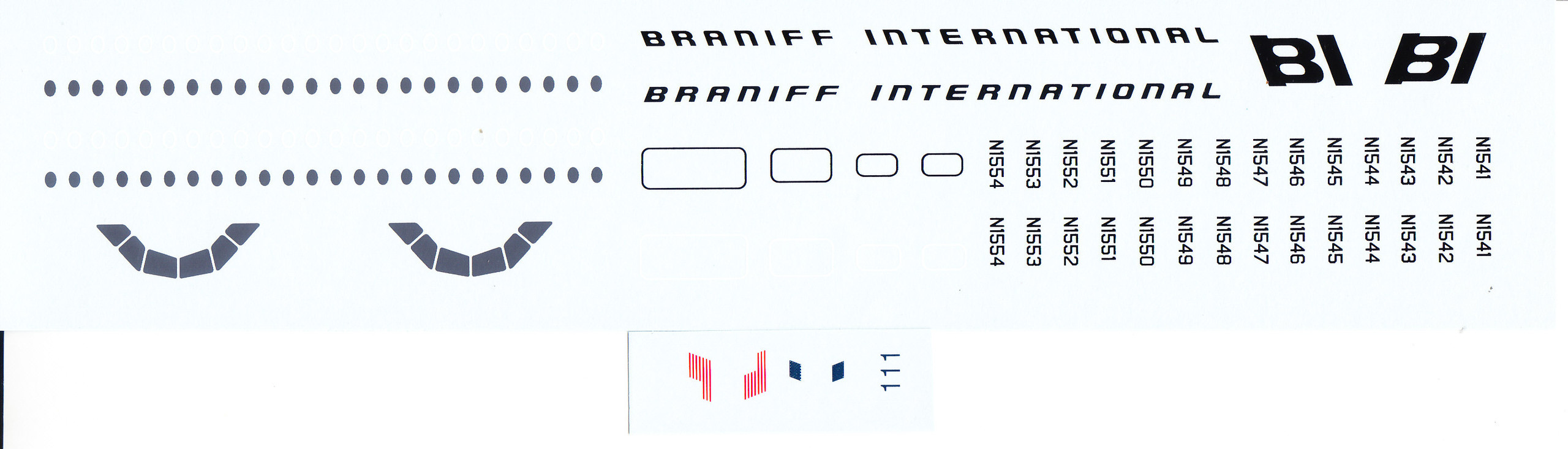 1/144 Scale Decal Braniff International BAC-111 Solid Colors