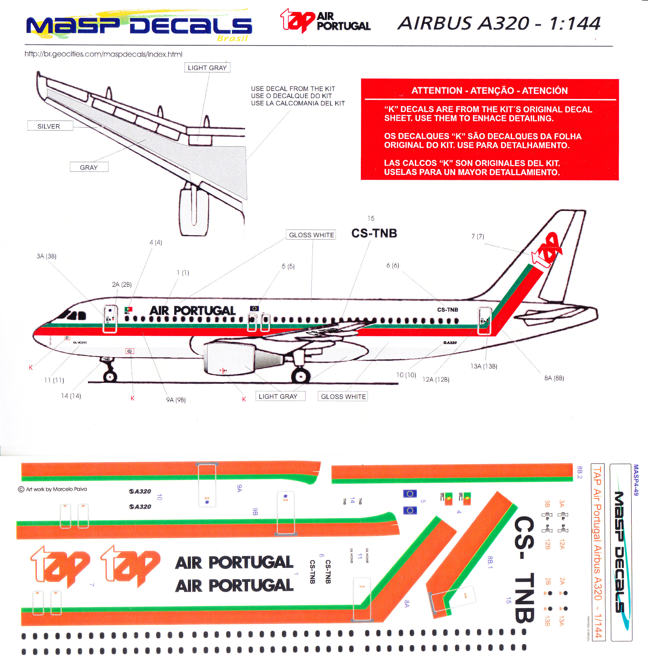 1/144 Scale Decal TAP Air Portugal A-320