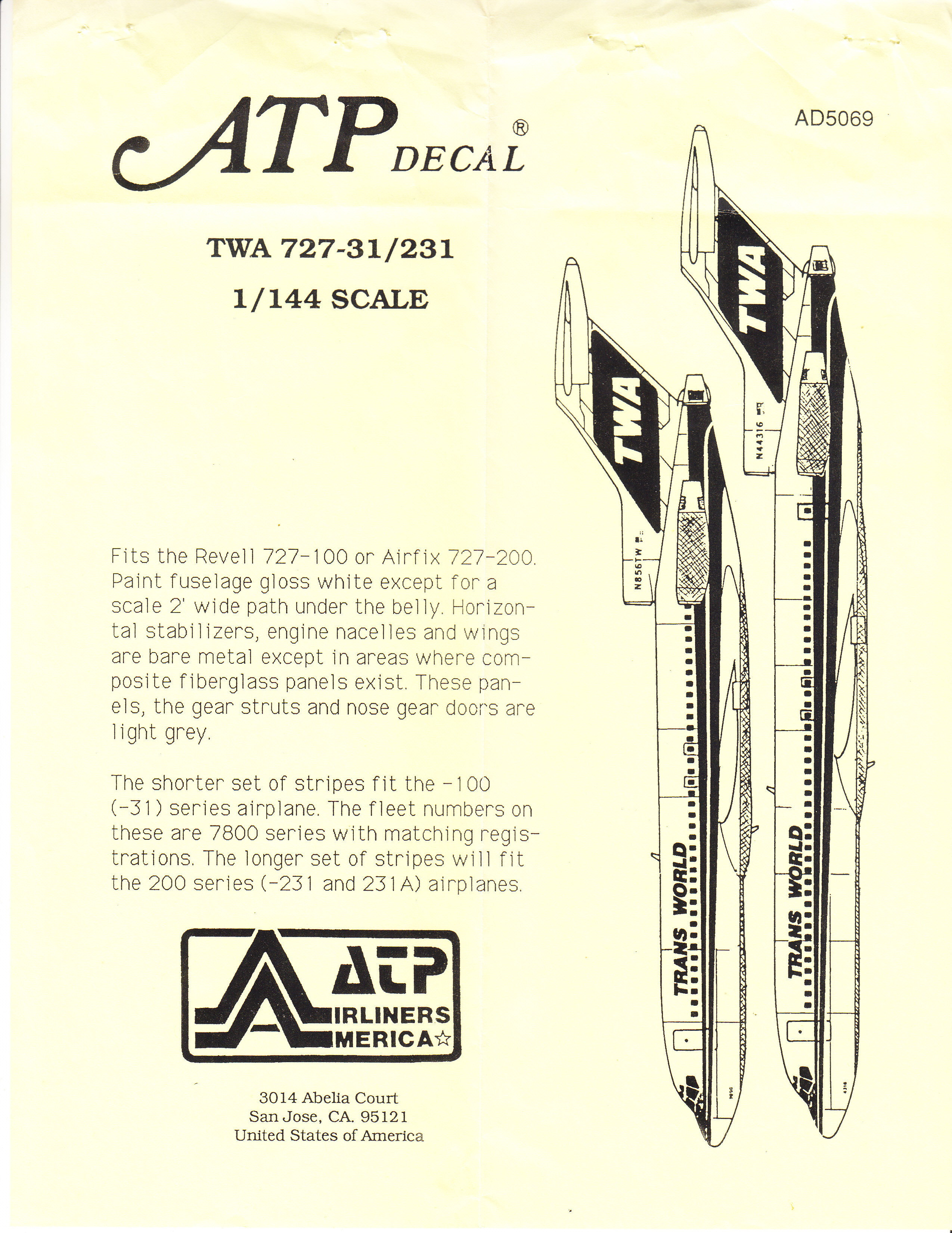 Decals By Aircraft - BOEING - 727 - Page 1 - JoyDecals.com