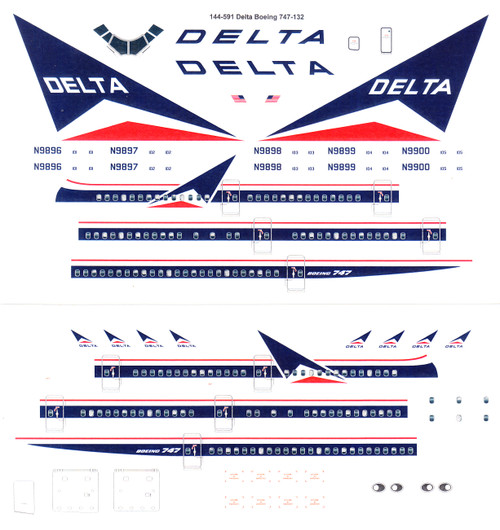 1/144 Scale Decal Delta Boeing 747-132
