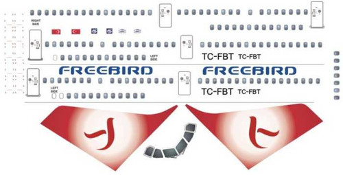 1/144 Scale Decal Freebird A-321 RED