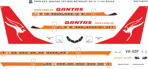 1/144 Scale Decal Qantas 737-800 Retrojet