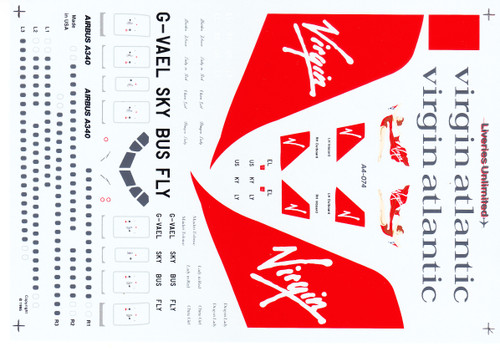 1/144 Scale Decal Virgin Atlantic A-340