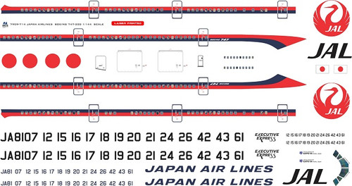 1/144 Scale Decal JAL - Japan Air Lines 747