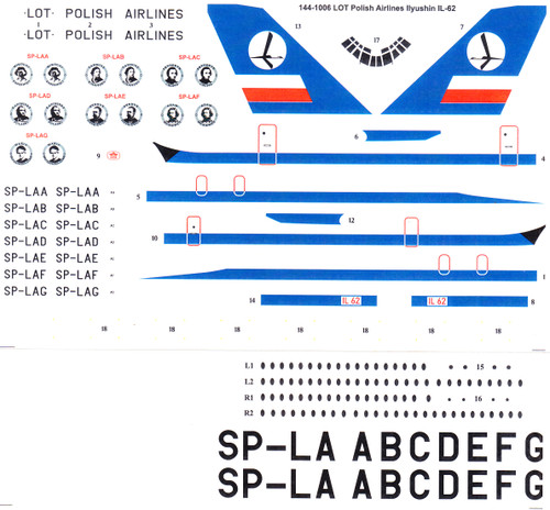 1/144 Scale Decal LOT IL-62
