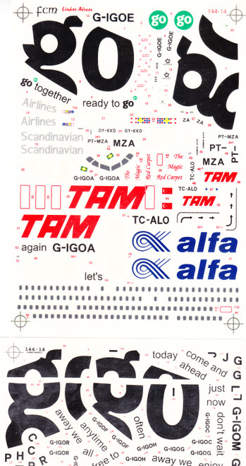 1/144 Scale Decal GO Fly 737-300 / SAS 737-600 / TAM A-319 / Air Alfa A-321
