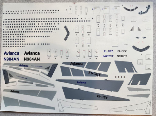 1/144 Scale Decal Avianca / OceanAir 767-300 / 757-200 / MD-83 / F-100
