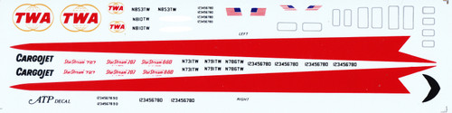 1/144 Scale Decal TWA 707 / 727-100 / 727-200 / CV-880