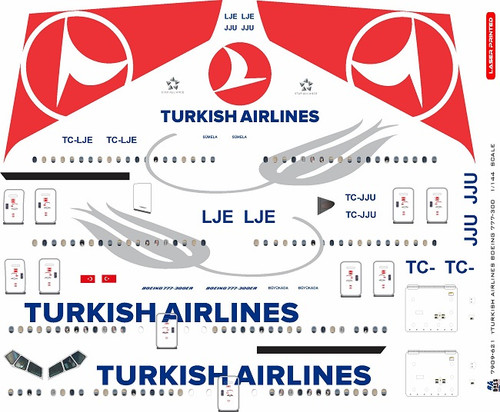 1/144 Scale Decal Turkish Air 777-300ER